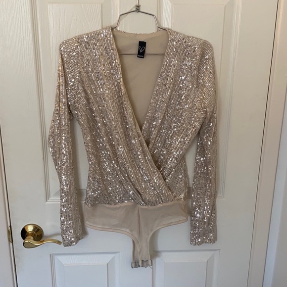 Windsor | Tops | Windsor Gold Sequin Bodysuit | Poshmark